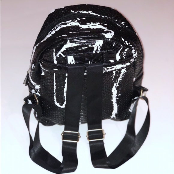 Bags | Black And White Marble Mini Backpack | Poshmark